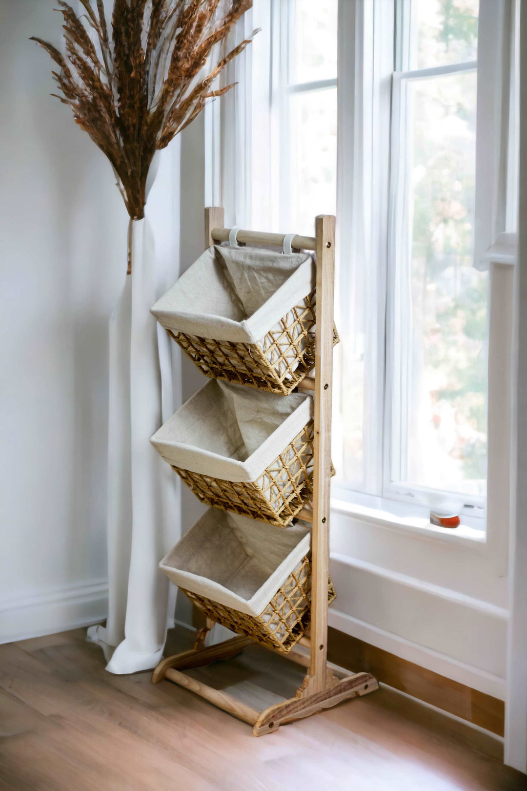 3-Tier Natural Woven Rack - Off White – Décor Helm
